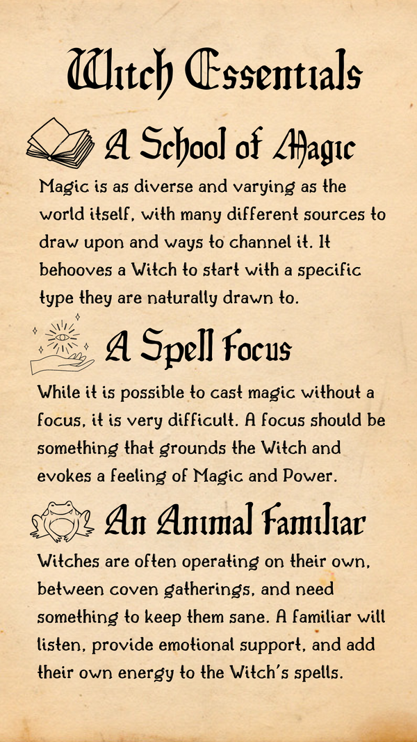 Witch Character Sheet – Foxes and Ravens