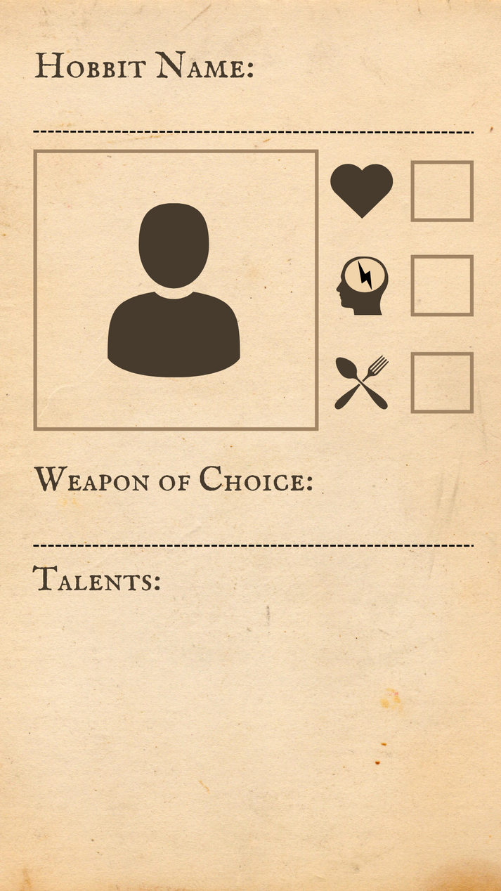 Hobbit Character Sheet – Foxes and Ravens